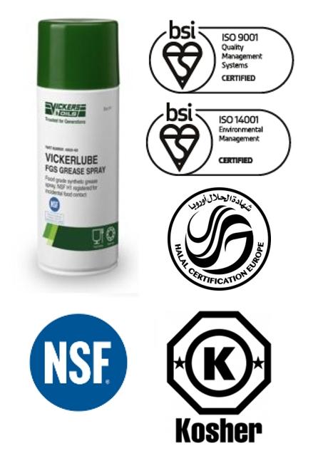 VICKERLUBE FGS GREASE SPRAY NFS HALAL KOSHER | GRADO ALIMENTICIO | Catálogo